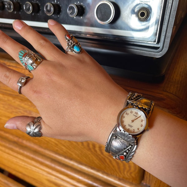 BIG! New Authentic Navajo Cuff by D Benally Sterling Silver & Lime ...