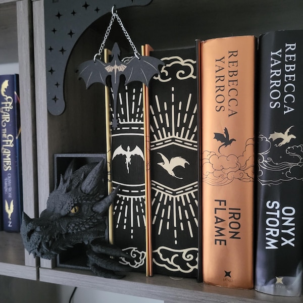 Fantasy Book Shelf Corner Decoration Dragon Flame Crescent Moon ...