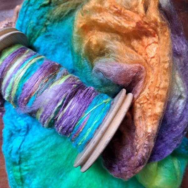 Carded Batt Textured Batt Art Batt Fiber Batt Spinning Felting Silk ...