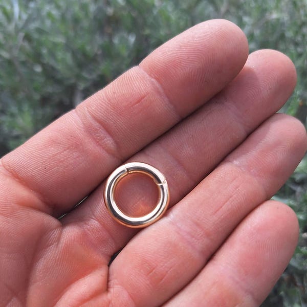 14K Solid Gold Clicker Hoop | 18G - 4G Gauge Septum Ring | Large Gauge ...