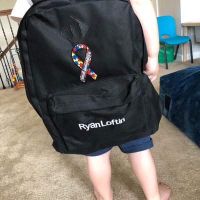 Personalized Kids Backpack Embroidered Autism Awareness Ribbon ...
