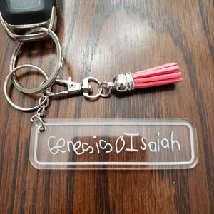 Engraved Handwritten Note Keychain, Clear Acrylic Keychain ...