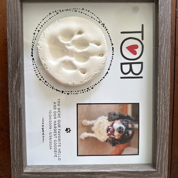 Pet Memorial Shadow Box Frame: Paw Print Holder, Pet Loss Gift With ...