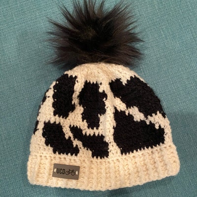 Cow Beanie // 3 Sizes // Crochet Pattern, Cow Print, Moo, Crochet ...