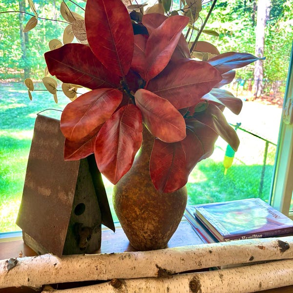 Fake Natural Touch Fall Magnolia Leaf Branch- Orange Brown, High ...