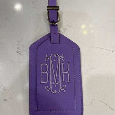Monogrammed Leather Luggage Tag - Etsy