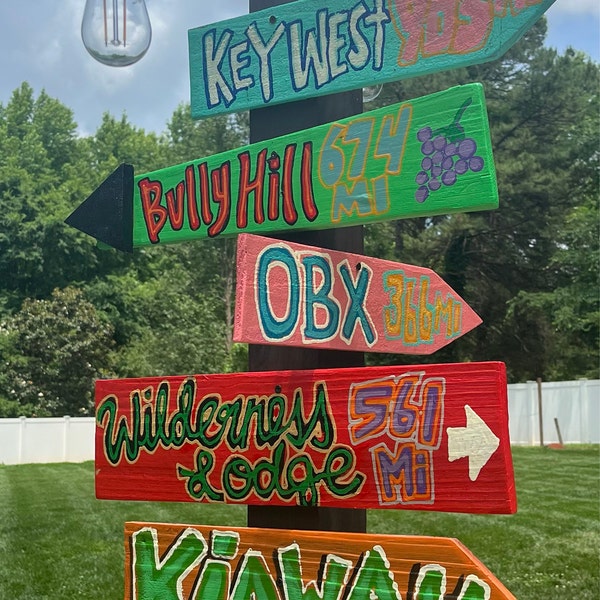 Set of 10 Directional Signs . Beach Signs . Tiki Signs . Custom ...