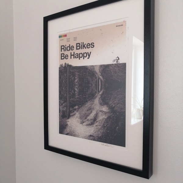 Ride Bikes Be Happy - Mountain Biking Art Print - Etsy