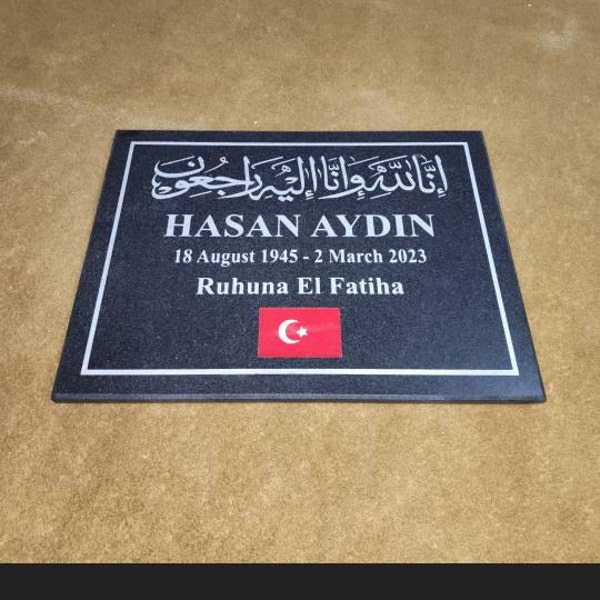 Islam Headstone Muslim Grave Marker Natural Black Granite Engraved ...