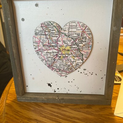 Pittsburgh Heart Sign, Heart Map Sign, Pittsburgh PA Sign, Pittsburgh ...