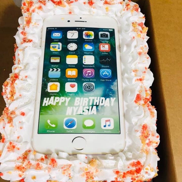 Cell Phone iPhone EDIBLE Cake Topper Image Frosting Sheet, iPhone Cake ...