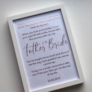 Custom Foil Picture Special Father of the Bride Poem Gift - Etsy