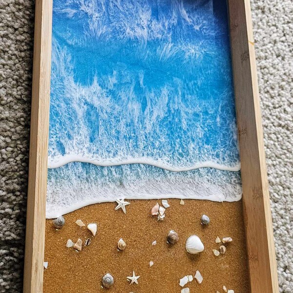 Resin Ocean Tray, Seashell Vanity Tray, Coastal Decor - Etsy