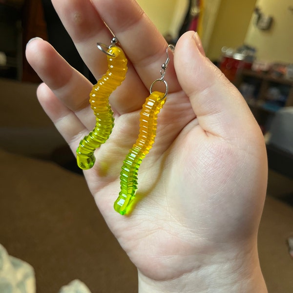 Gummy Worms Earrings L Resin Jewelry L Candy Earrings L Dangle Earrings ...