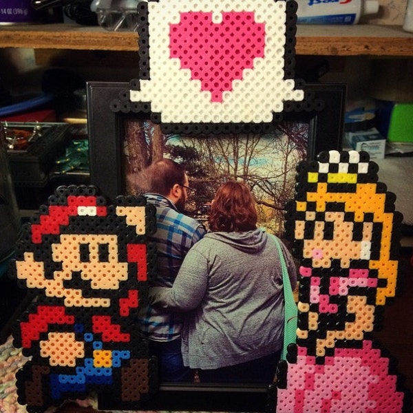Mario and Princess Peach Picture Frame - Couples Picture Frame - Nerdy ...