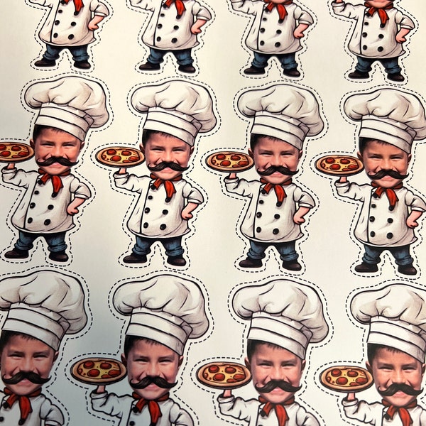 Pizza Chef Pizza Party Personalized Face Cupcake Toppers - Etsy