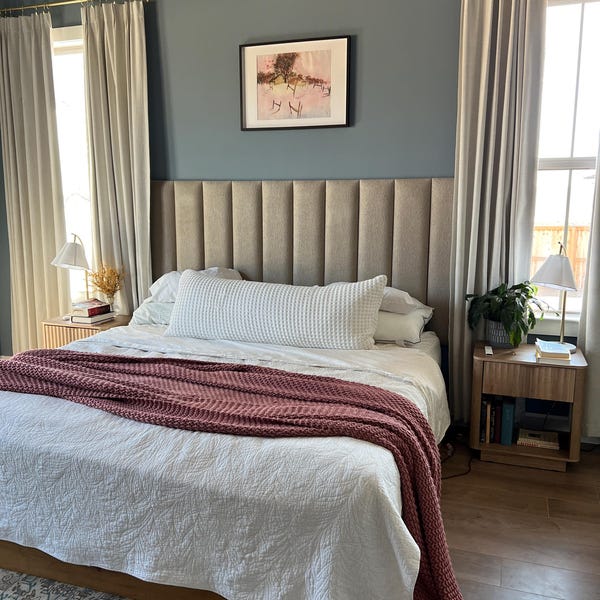 Teal Headboard Panel, Boucle Wall Panel, Upholstered Wall Panel, Finger ...