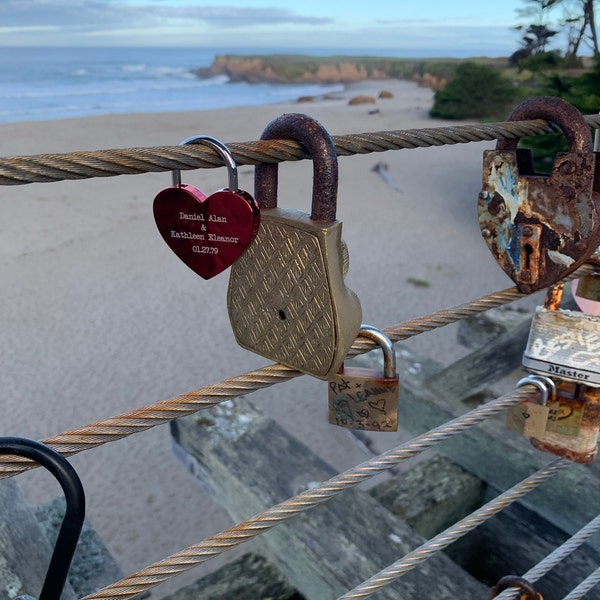 Engraved Heart Love Lock With Key - Travel Bridge Love Locks, Custom ...