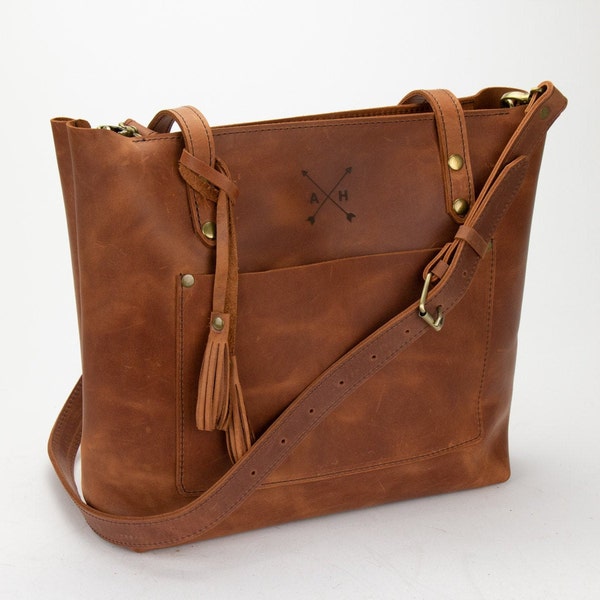 Copper LEATHER Tote Bag Crossbody Leather Bag Leather Shoulder Tote Bag ...