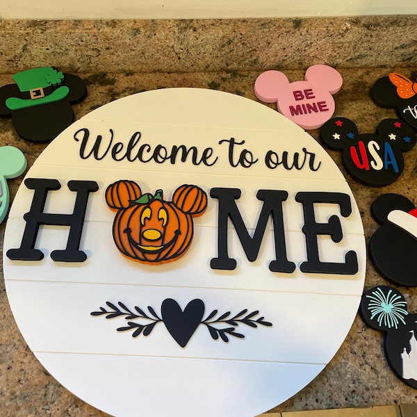 Interchangeable Home Sign- Welcome Sign- Mickey Home Interchangeable ...