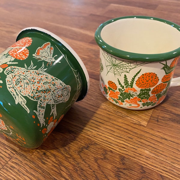 Toad & Mushrooms Enamel Mug - Etsy