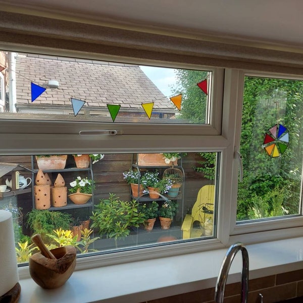 Stained Glass Rainbow Bunting Suncatcher - Etsy