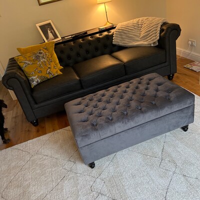 Handmade Double High Designer Chesterfield Upholestered Footstool ...