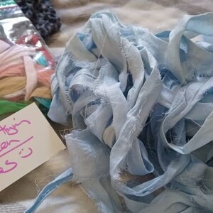 1 Oz Sari Silk Threads W/ribbon Pieces Boho Junk Journal Fiber Beads ...