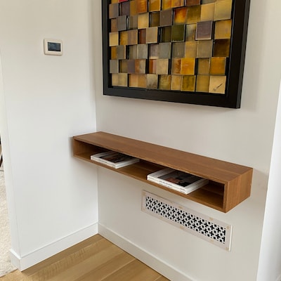 Floating Console Table Built in Solid White Oak - Etsy