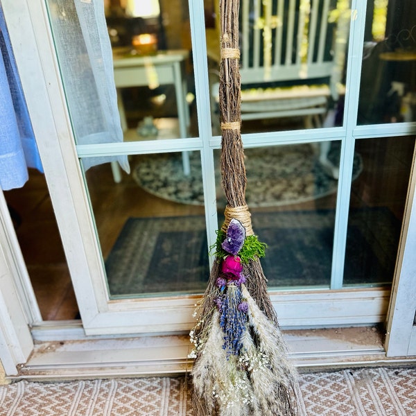 Life Size Crystal Altar Witch Broom / Besom, Protection, Warding, Altar ...