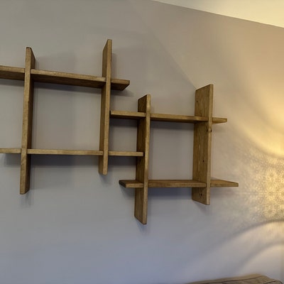Reclaimed Wooden Wall Mounted Display Shelf With Compartments - Etsy UK