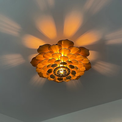 Wood Flower Ceiling Light, DAISY Pendant Light Fixture, Wood Pendant ...