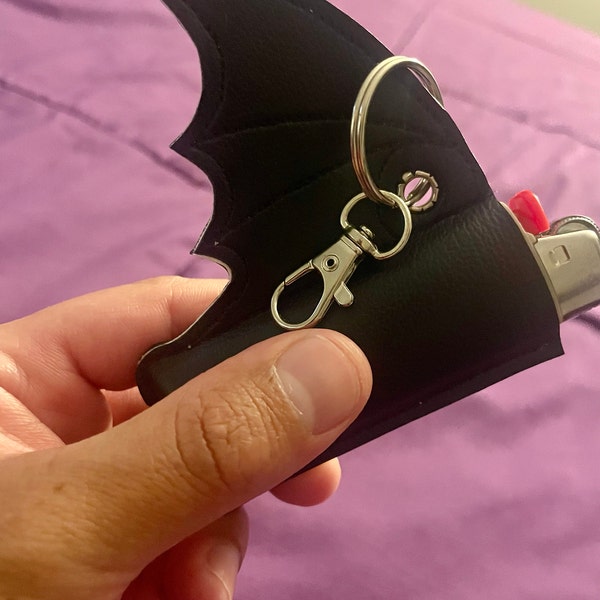 Bat Crazy Vegan Vinyl Faux Leather Black Demon Wing Lighter Case ...