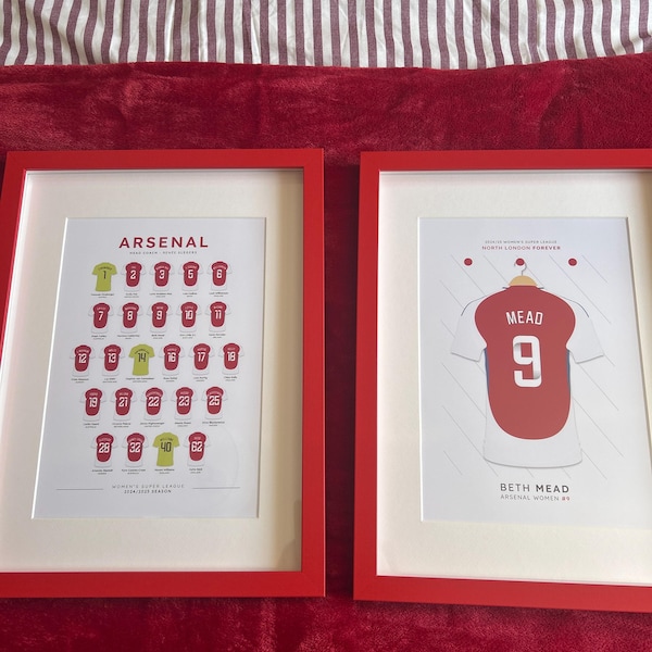 Arsenal Women's Super League 2023-24 Squad Print - Shirt Poster Art ...