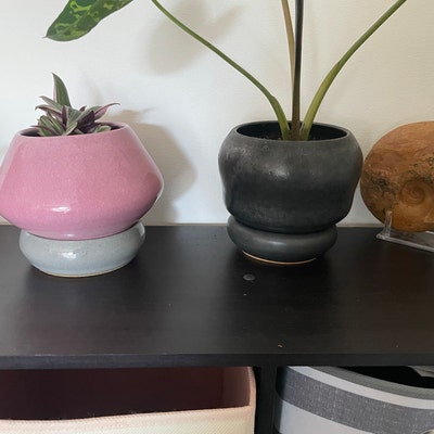Tiny Denim Blue Hanging Planter, Succulent Cacti Planter, Small ...