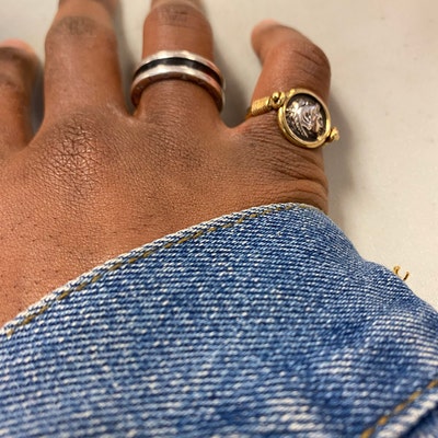 Stunning Human Face Silver Ring-sterling Silver Head Ring Polygon Face ...