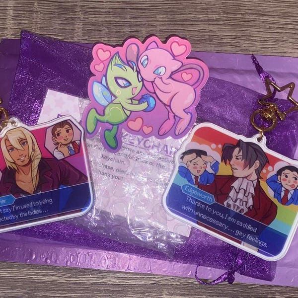 Ace Attorney Klapollo Bisexual Feelings 2.5 Inch Acrylic Keychain - Etsy