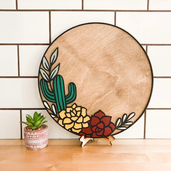 Cactus Laser Cut File SVG, Cactus Frame Laser File, Round Cactus Sign ...