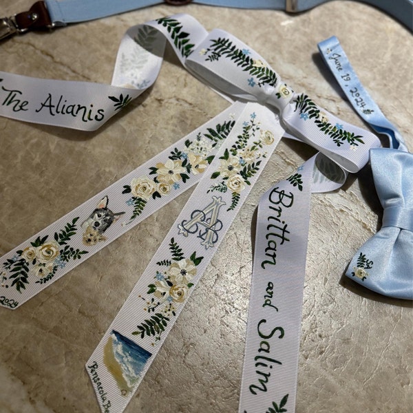 Custom Painted Bouquet Bow Ribbon - Etsy