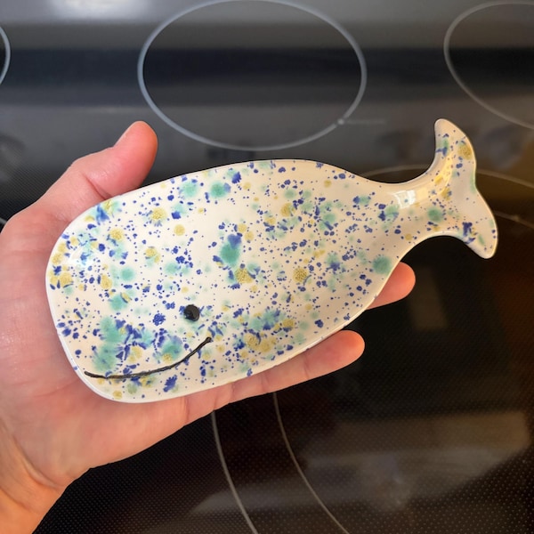 Whale Spoon Rest Small Coastal Beach House Gift Ceramic Nautical ...