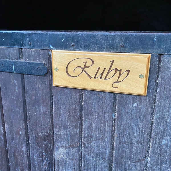 Horse Name Plate Stable Door Sign Plaque (vivaldi Font & Dressage Logo ...