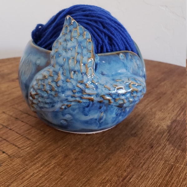 Blue Yarn Bowl Face Pottery // Yarn Bowl Ceramic, Yarn Bowl Face, Yarn ...