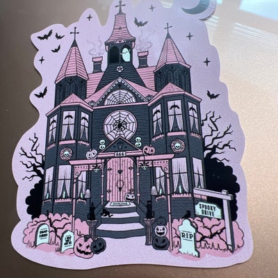 Haunted House LARGE Sticker, Spooky House Art, Gothic Stickers - Etsy
