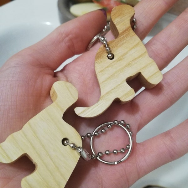 Wooden Dino Key Chain Wood Dinosaur Key Fob Hand Cut - Etsy