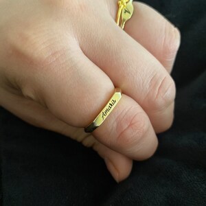 Custom Signet Ring Name Ring Stackable Bar Ring Minimalist Ring ...