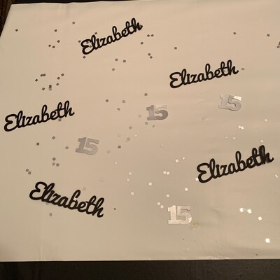 Personalized Confetti Custom Confetti Any Name and Number With Silver ...