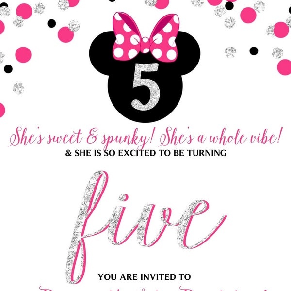 Editable Minnie Mouse Invitation, Minnie Mouse Birthday, Birthday ...