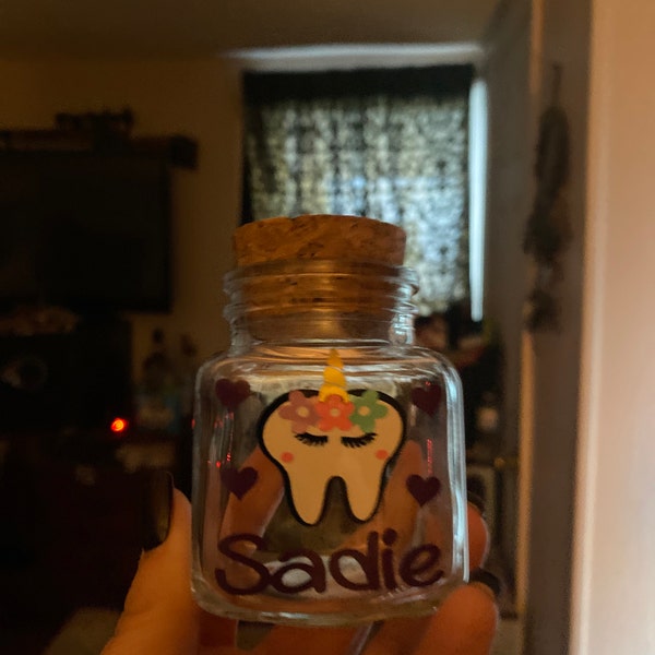 Personalized Unicorn Tooth Jar With Lid, Custom Tooth Jar for Fairy ...