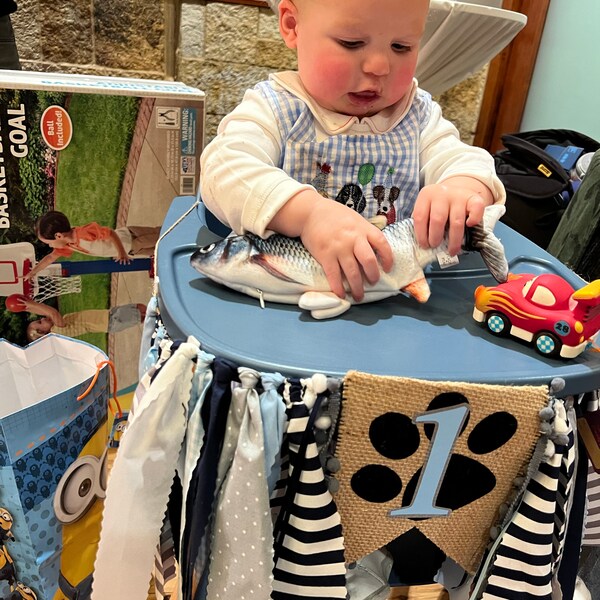 Boys Birthday Banner - Puppy Theme High Chair Banner - Boys 1st ...