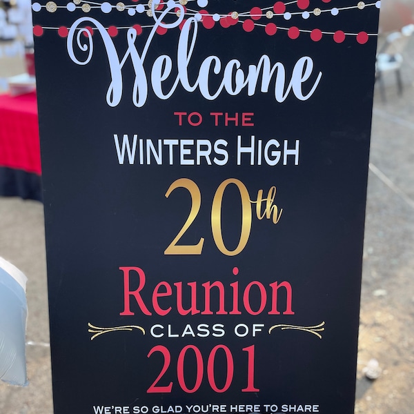Class Reunion Personalized Welcome Sign Printable File | Gold Confetti ...